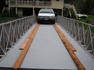 Aluminum Gangway converted into a portable free span ATV Bridge